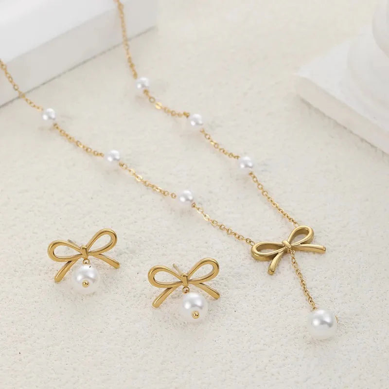 Cute Bow Knot Jewelry Set – Waterproof Stainless Steel | L & M Jewelry ...